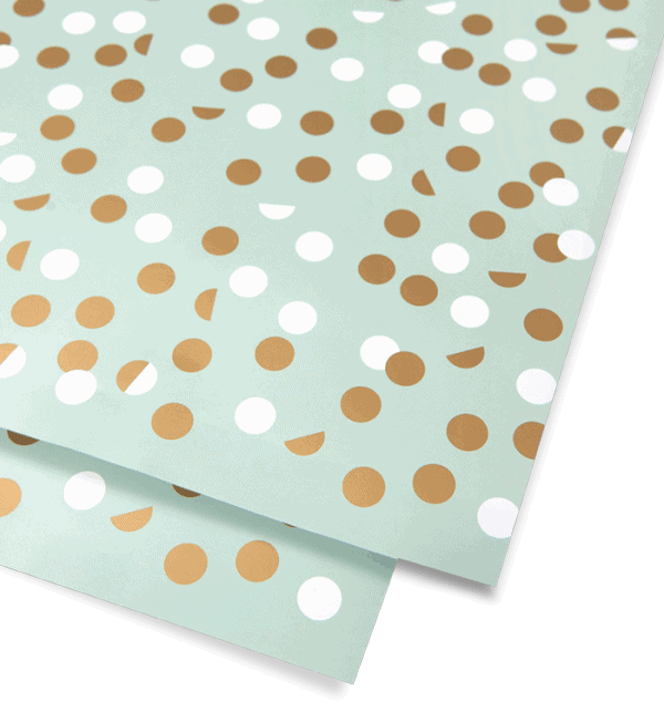 Gold & white dots on mint wrapping paper – The Paperdashery