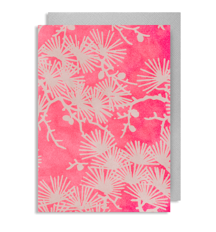 Luxe Kashmir pink flocked card - The Paperdashery